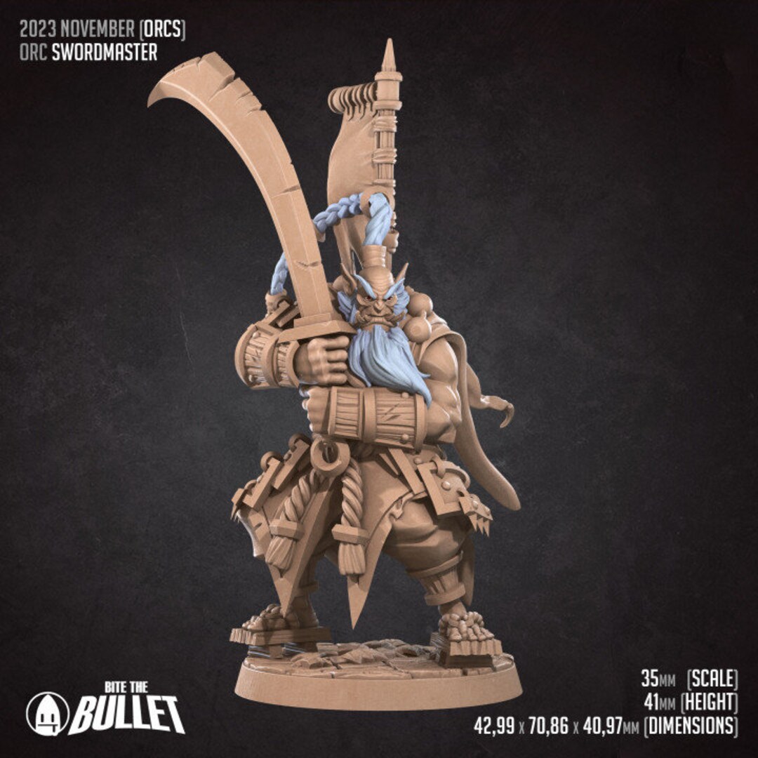 Orc Swordmaster | 35 Mm Scale | Tabletop | Unpainted Miniature | Dnd ...