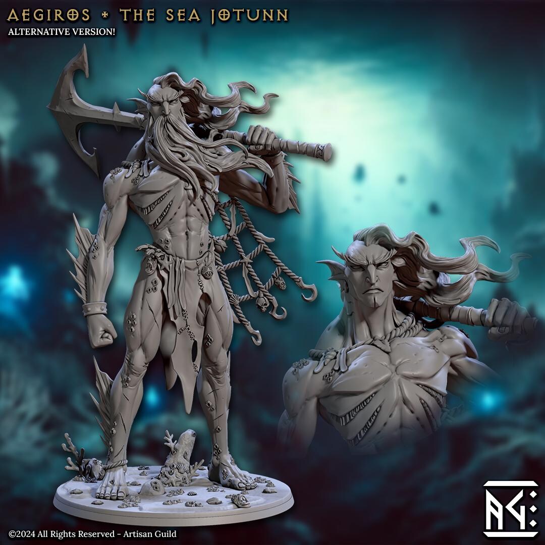 Aegiros, the Sea Jotunn | 32 Mm Scale | Tabletop | Unpainted Miniature ...