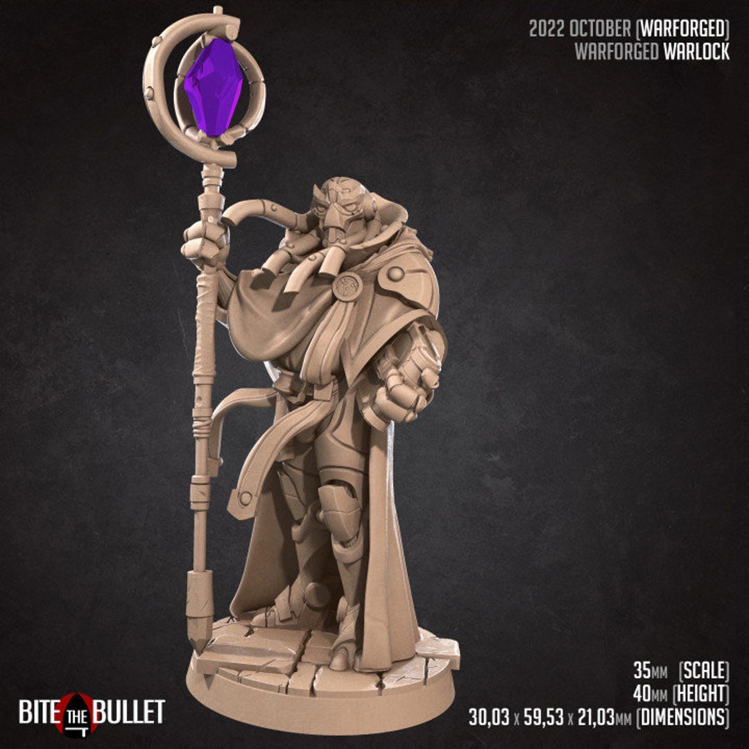 Warforged Warlock | 35 Mm Scale | Tabletop | Unpainted Miniature | Dnd ...