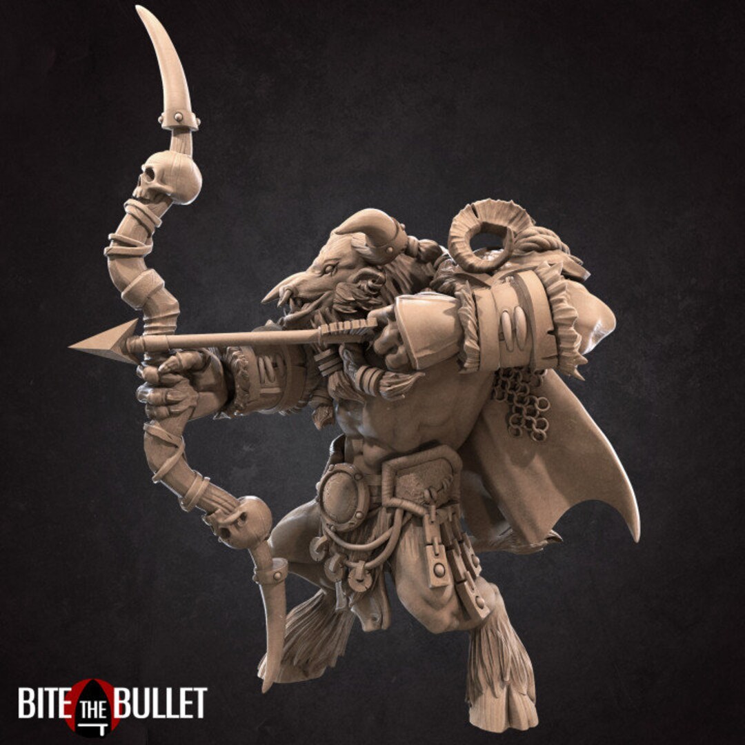 Minotaur Hunter & Bear 35 Mm Scale Tabletop Unpainted Miniature Dnd ...
