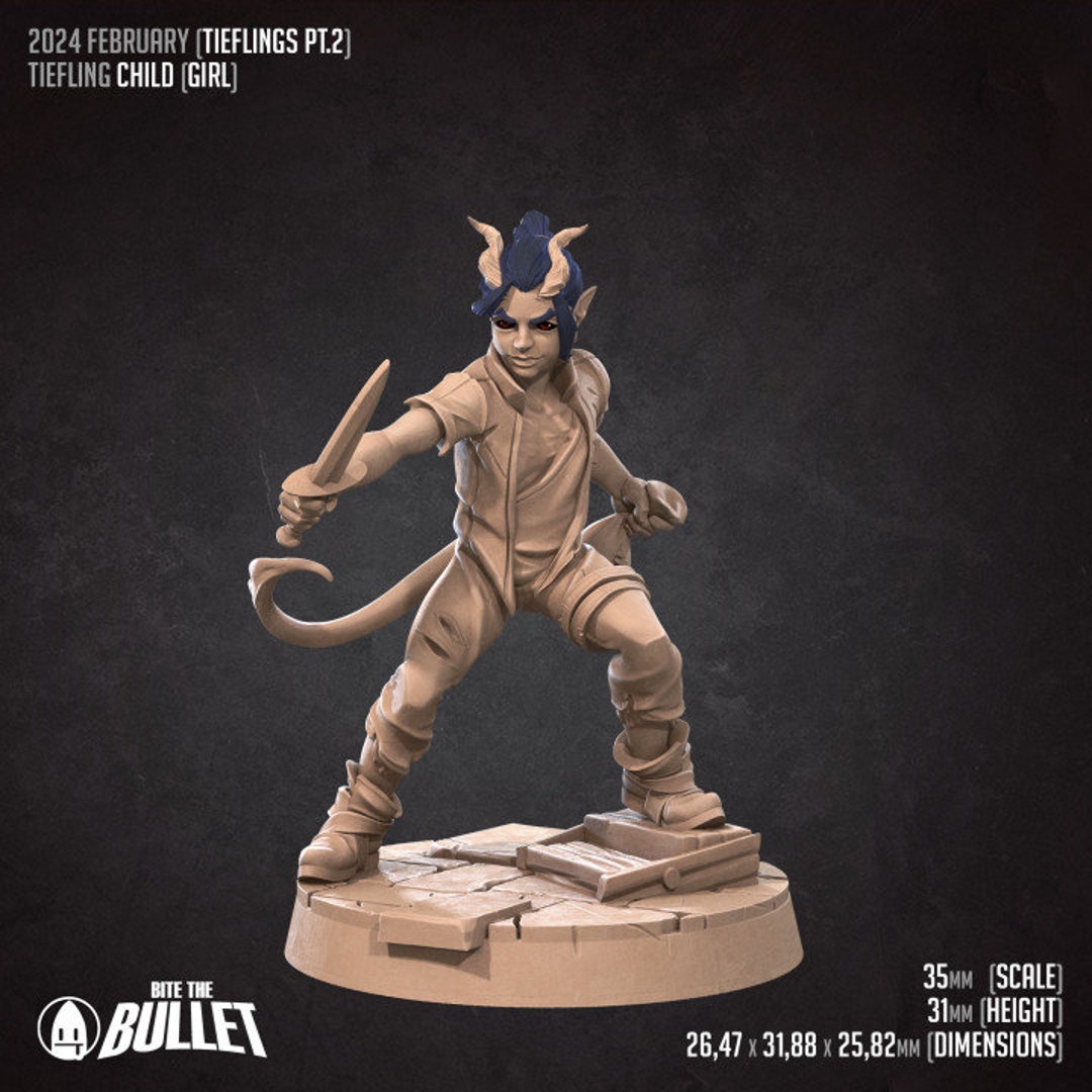Tiefling Child | 35 Mm Scale | Tabletop | Unpainted Miniature | Dnd ...