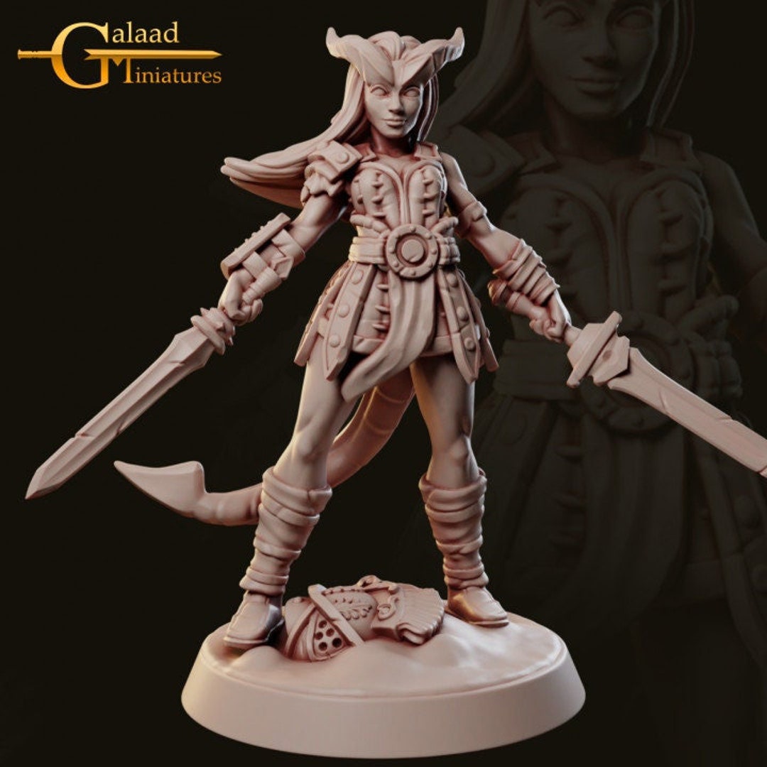 Tiefling Fighter | 32 Mm Scale | Tabletop | Unpainted Miniature | Dnd ...