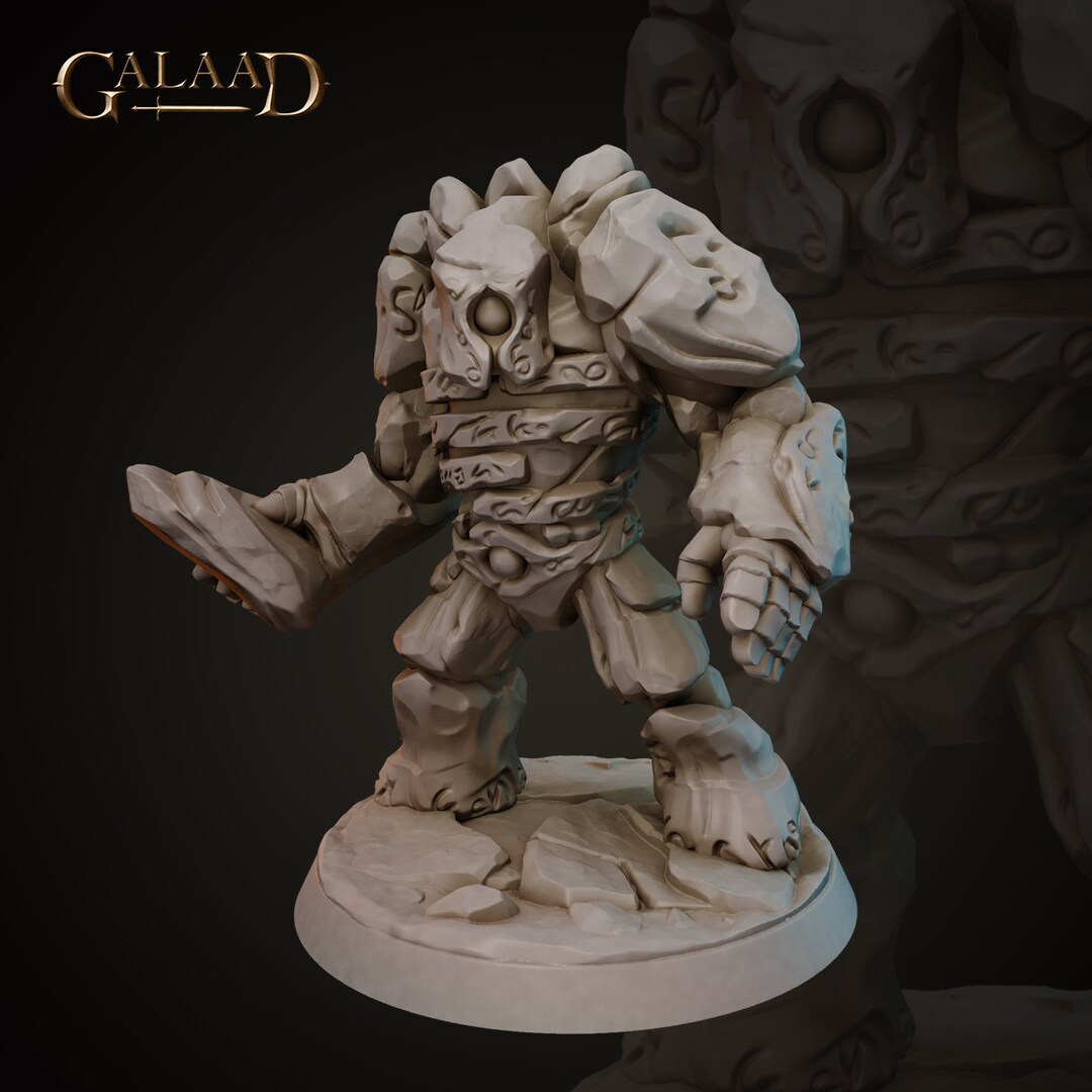 Runed Golem 3 | 32 Mm Scale | Tabletop | Unpainted Miniature | Dnd ...