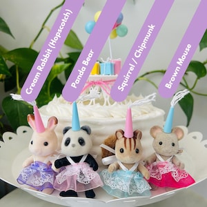 Pastel Calico Critters CAKE TOPPER Birthday Party Supplies Custom Decor ...