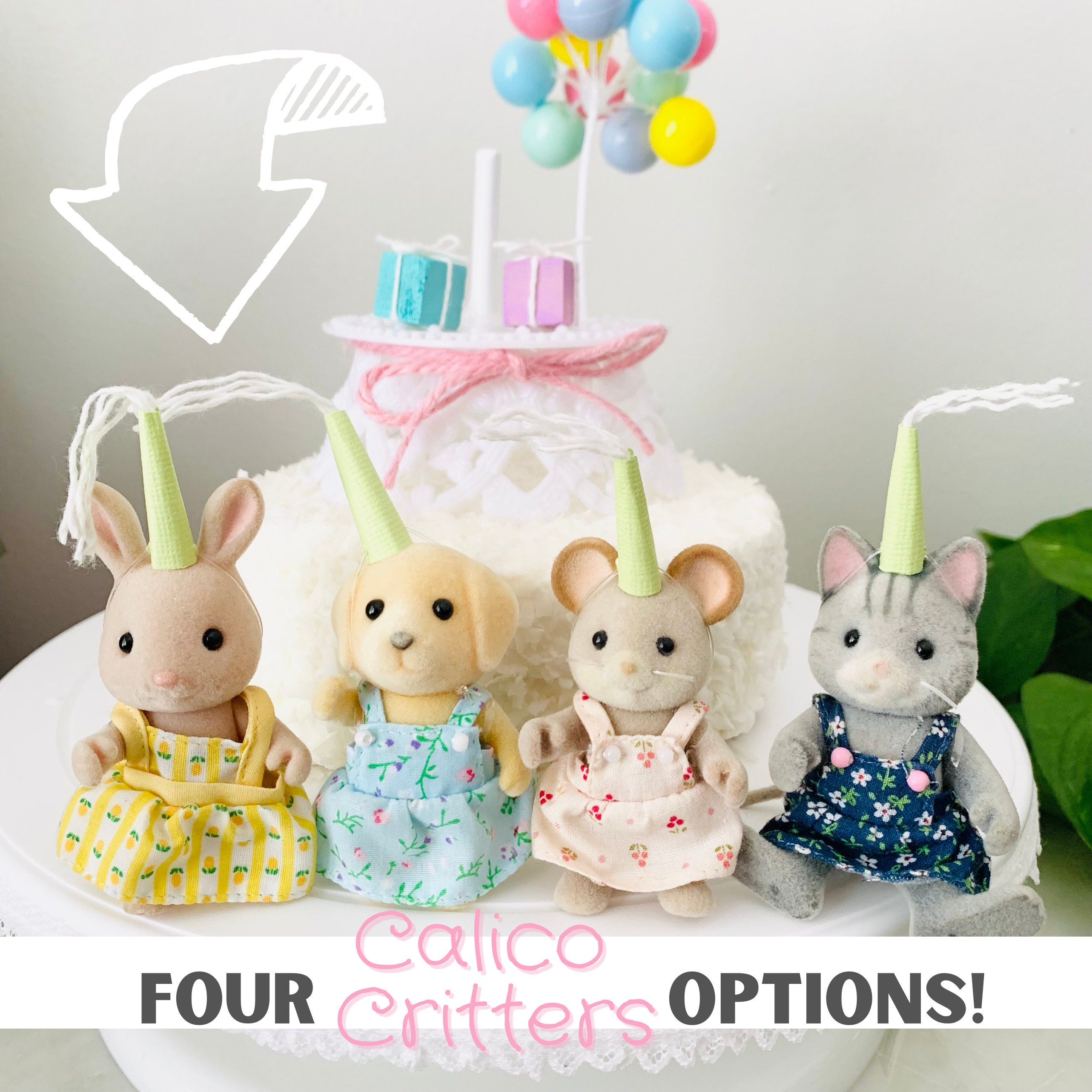 Pastel Calico Critters CAKE TOPPER Birthday Party Supplies Custom Decor ...