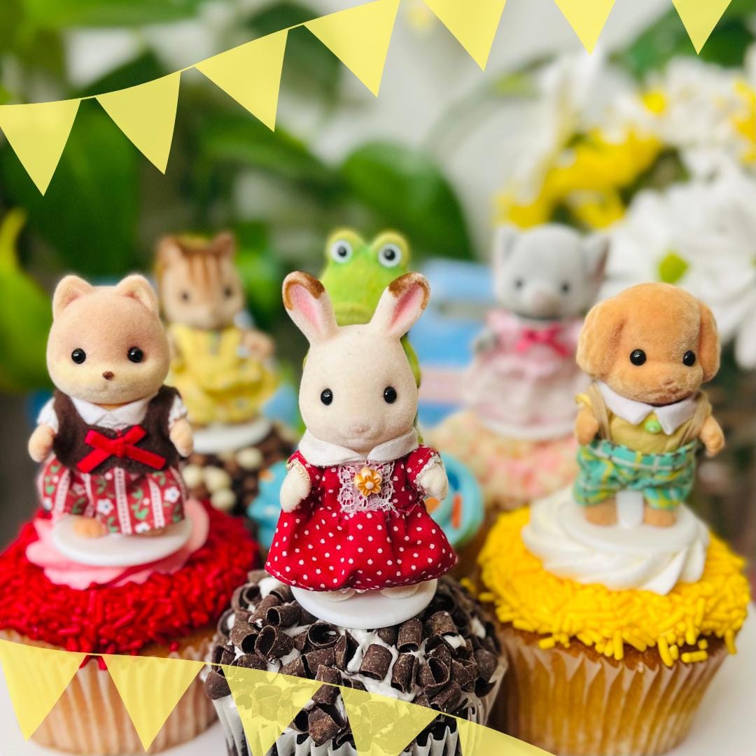 Mini Doll CAKE BASE Stand for Calico Critters Cupcake Pick Topper Party ...