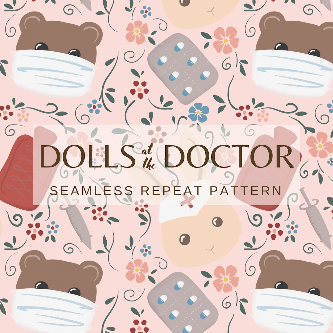 Nurse CALICO CRITTERS Dolls Seamless Repeating Pattern Medical Doctor ...