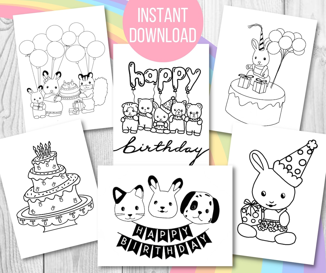PRINTABLE Calico Critters Birthday Coloring Pages, DIY Print & Color ...
