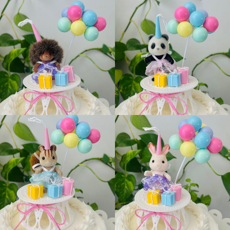 Pastel Calico Critters CAKE TOPPER Birthday Party Supplies Custom Decor ...