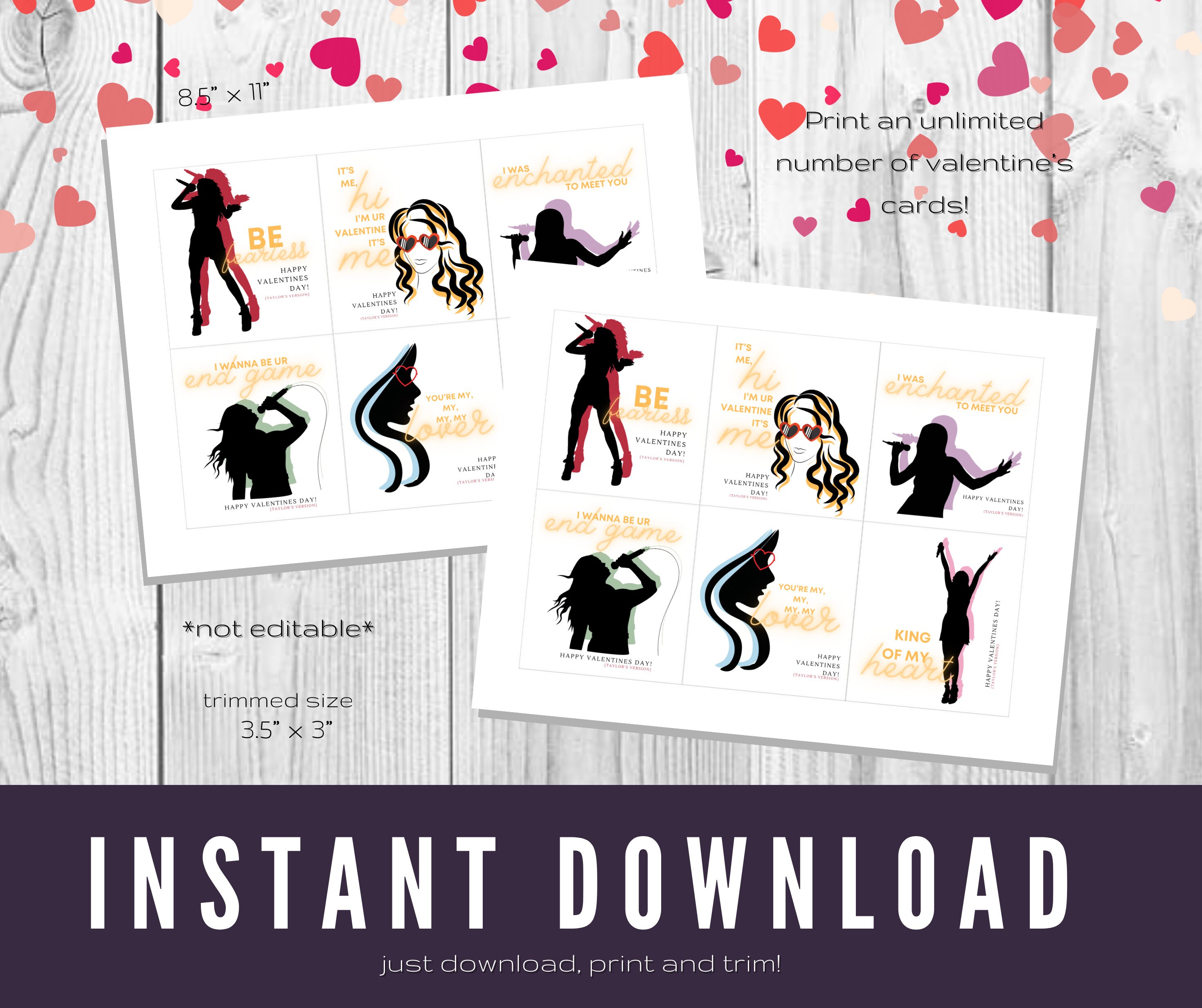 Taylor Swift VALENTINE’S CARDS Printable Valentine Card Swiftie Pop ...