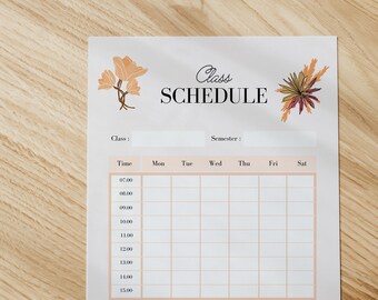 Printable Class Schedule Planner | Instant Download | Floral | Weekly ...