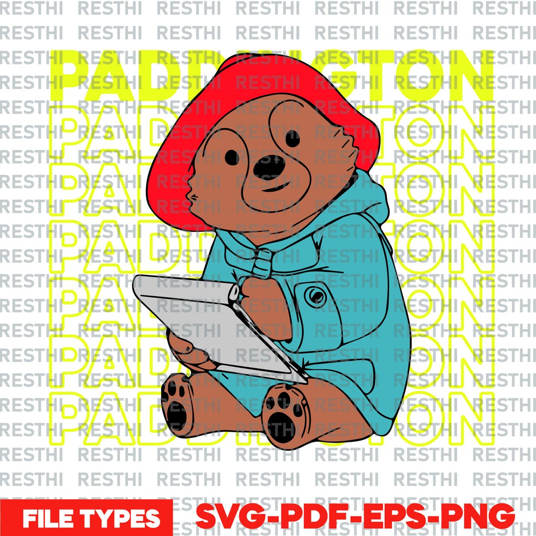 Paddington Vector SVG Cute Bear PNG Design, T-shirt Design, Digital ...
