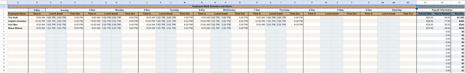 Employee Payroll Template | Payroll Tracker | Google Sheets | Small ...