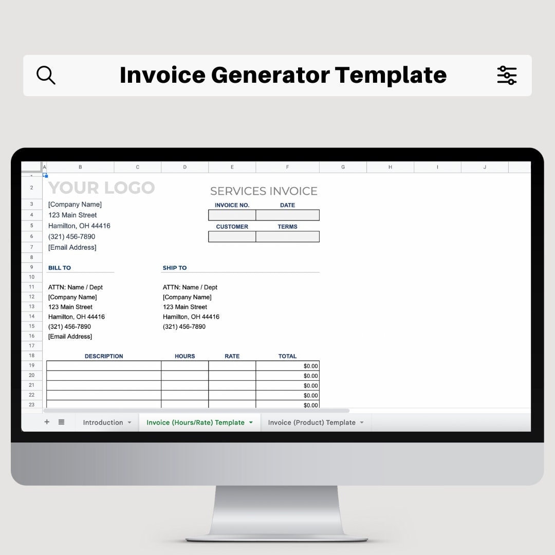 Invoice Generator Template | Small Business | Google Sheets - Etsy