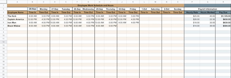 Employee Payroll Template | Payroll Tracker | Google Sheets | Small ...