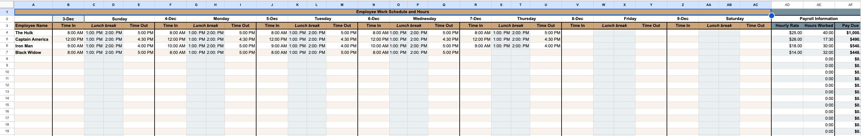 Employee Payroll Template | Payroll Tracker | Google Sheets | Small ...
