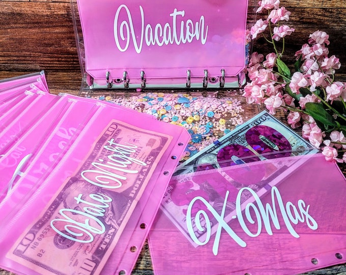 A6 Cash Stuffing Sleeve, Purple, Pink, Zipper Cash Sleeve, Cash ...