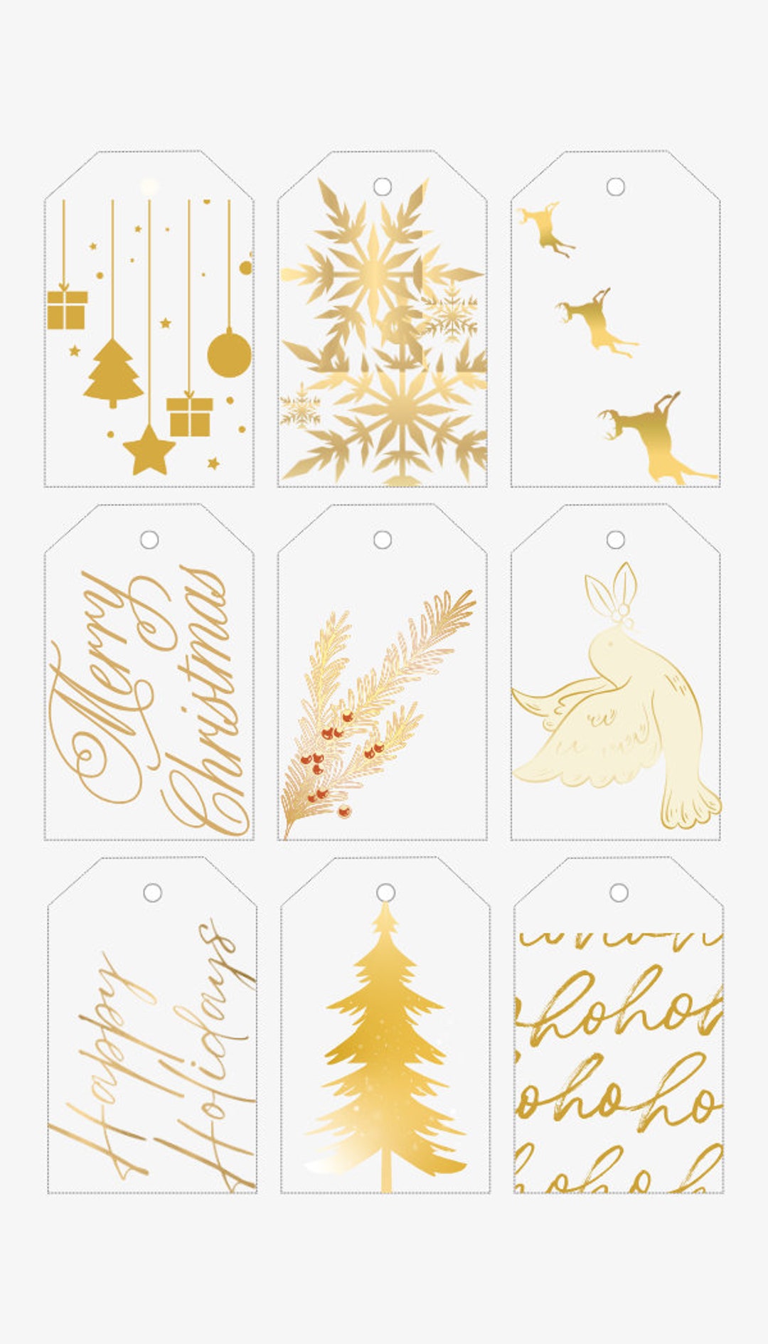 Gold Christmas Gift Tags, Printable, Digital Gift Tags - Etsy