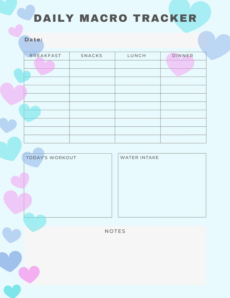 Printable Macro Tracker, Download, Digital Daily Macro Tracker - Etsy