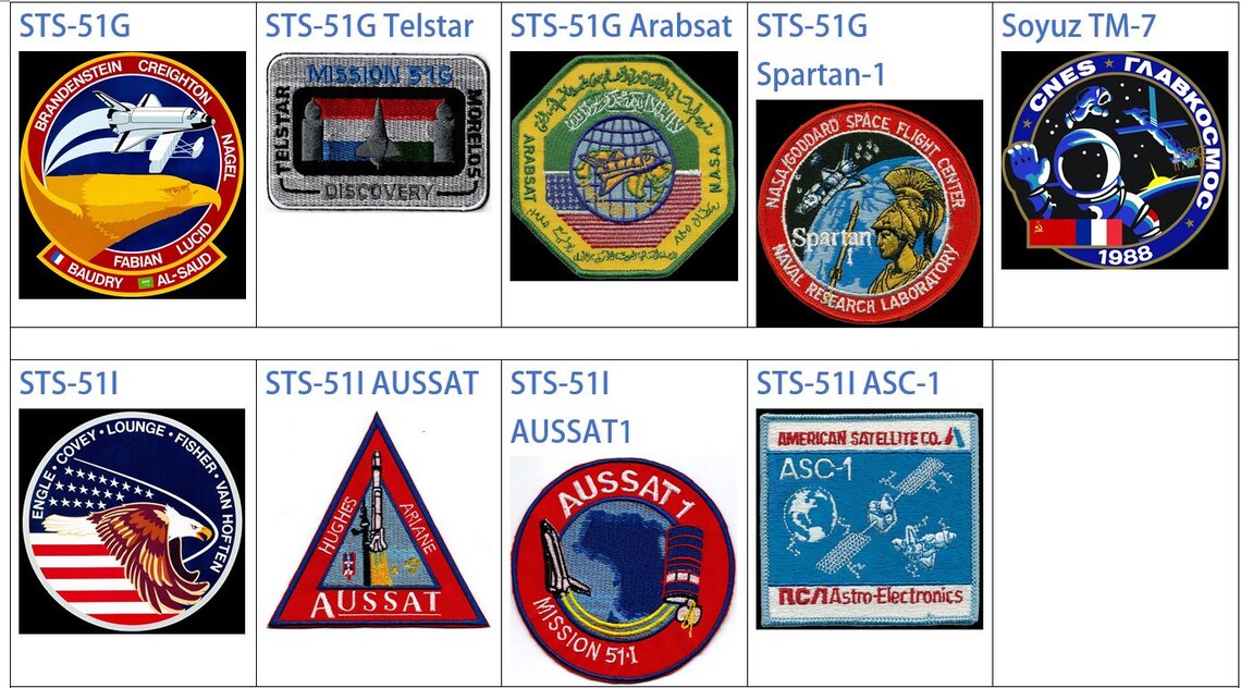 Human Space Flights 1985-88 Sts-51g Telstar Spartan-1 Arabsat 18th ...
