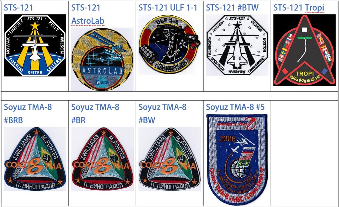 Human Space Flights 2006 Soyuz TMA-8 Carat STS-121 Astrolab ULF 1-1 Tropi Discovery 32 Badge ...
