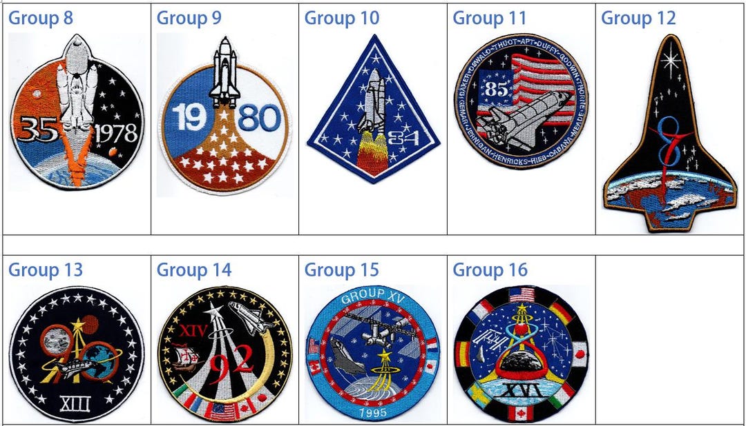 Human Space Flights NASA Astronaut Group 8-16 Astronauts Badge Iron on ...