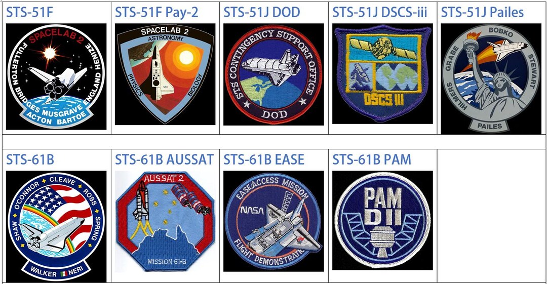 Human Space Flights 1985 Sts-51f Pay-2 Challenger 19th Shuttle Mission Sts-51j Pailes DOD Dscs ...