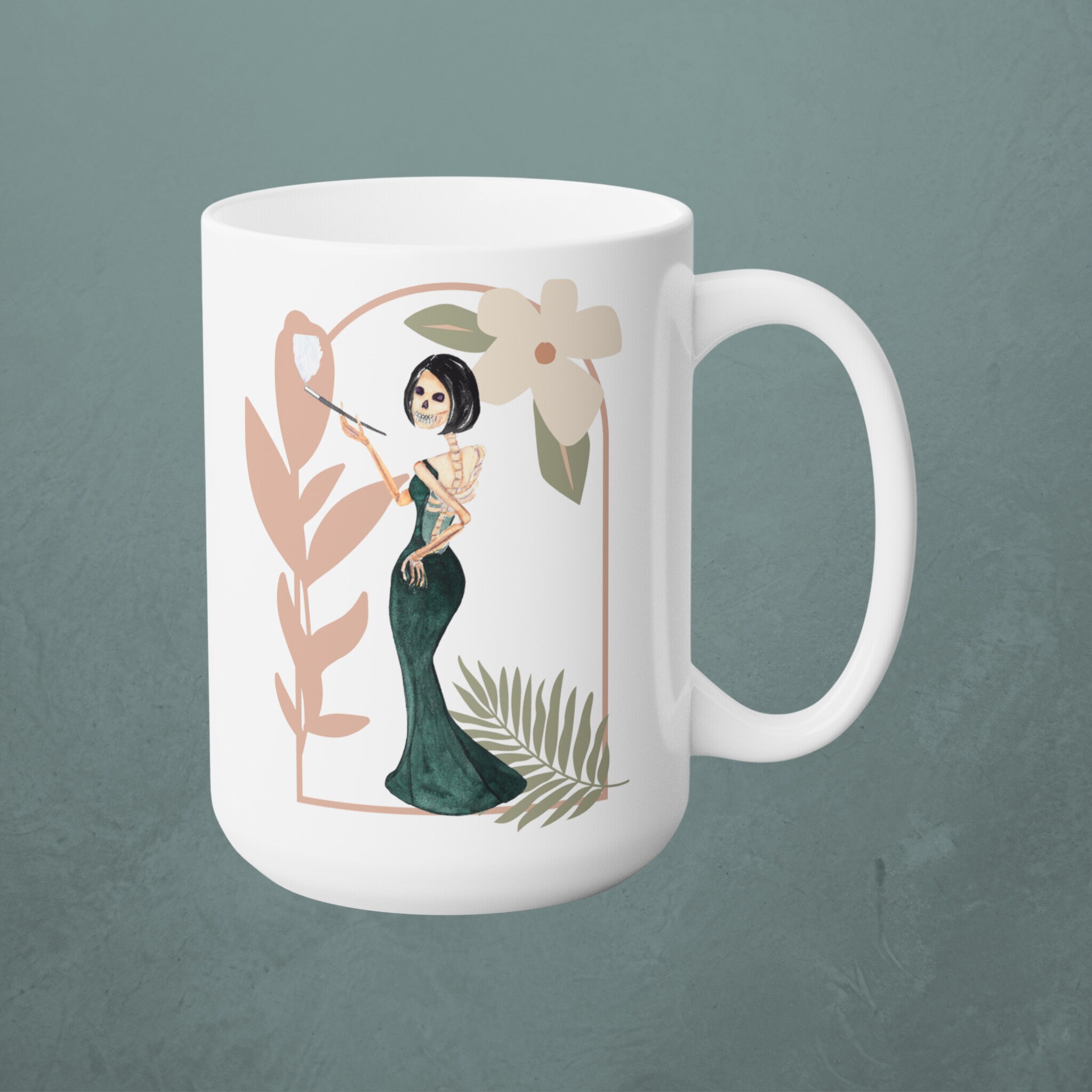 Boho Skeleton Ceramic Mug 15oz - Etsy