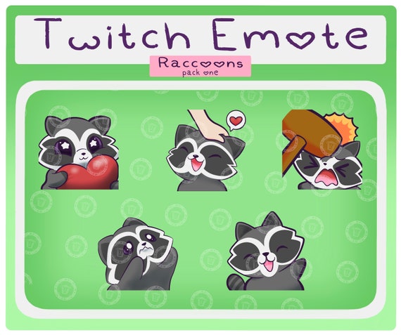 EMOTE PACK ONE Kawaii Raccoon Emote Heart Headpat Bonk - Etsy