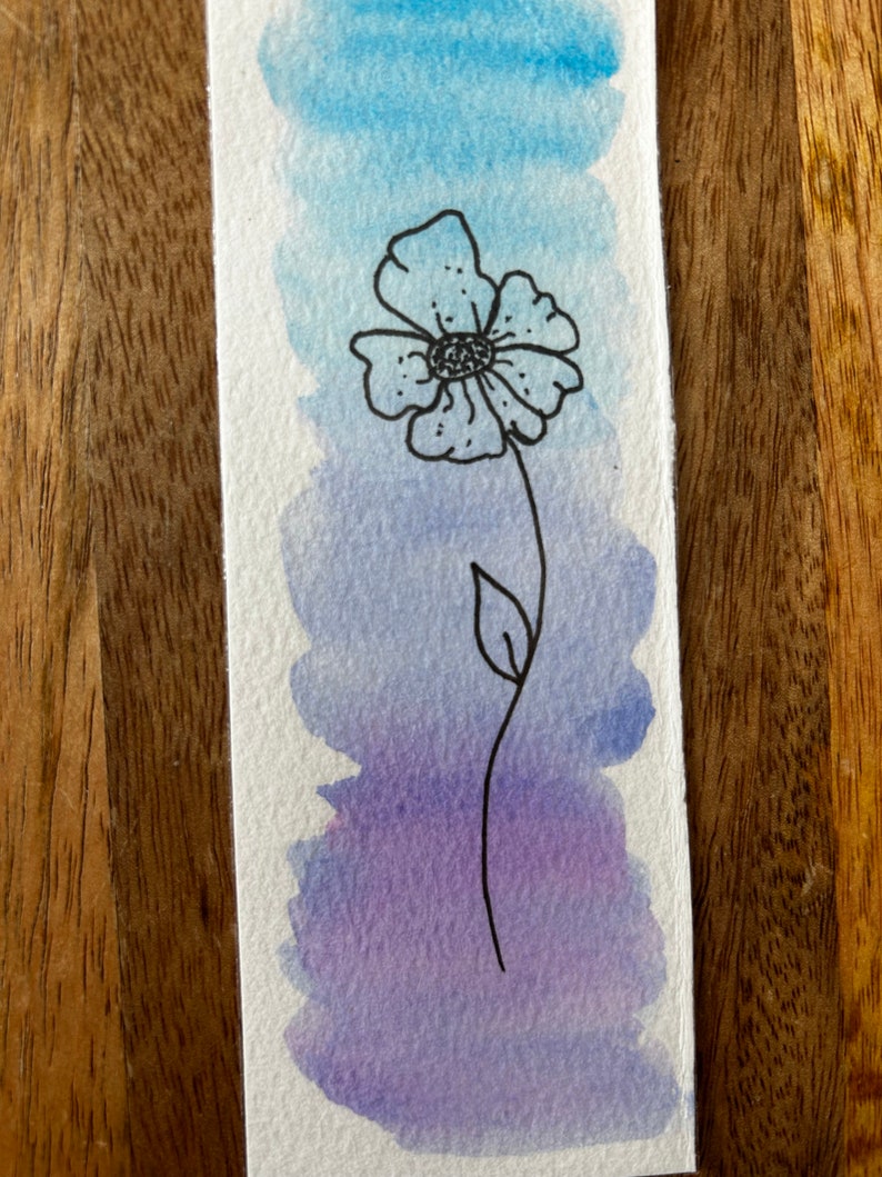 6"x2" Hand Painted Watercolor Bookmark With Flower Design, Laminated - Etsy