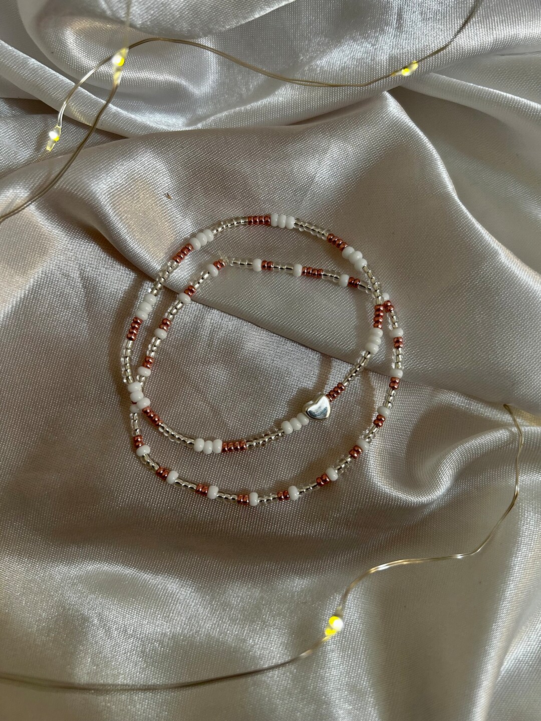 2 Piece Small Bead Heart Bracelets - Etsy