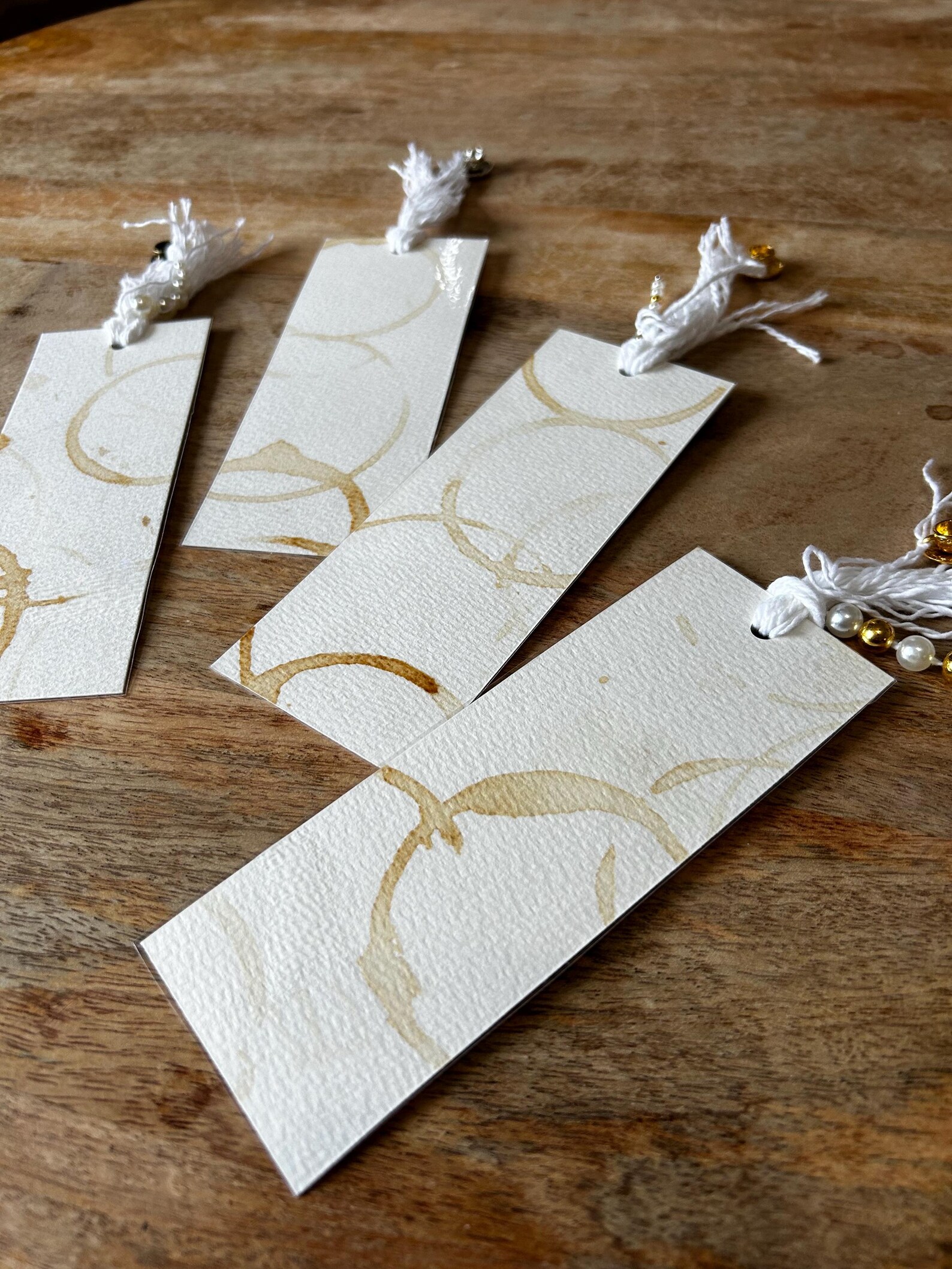 Coffee Stain Bookmarks With Coffee Cup Charm 2”x4” - Etsy