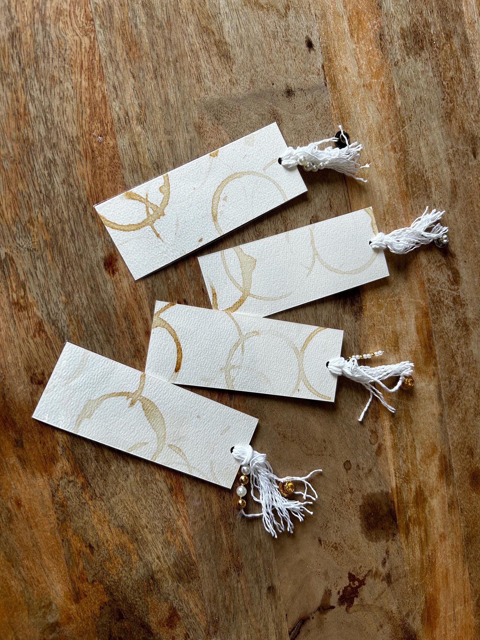 Coffee Stain Bookmarks With Coffee Cup Charm 2”x4” - Etsy