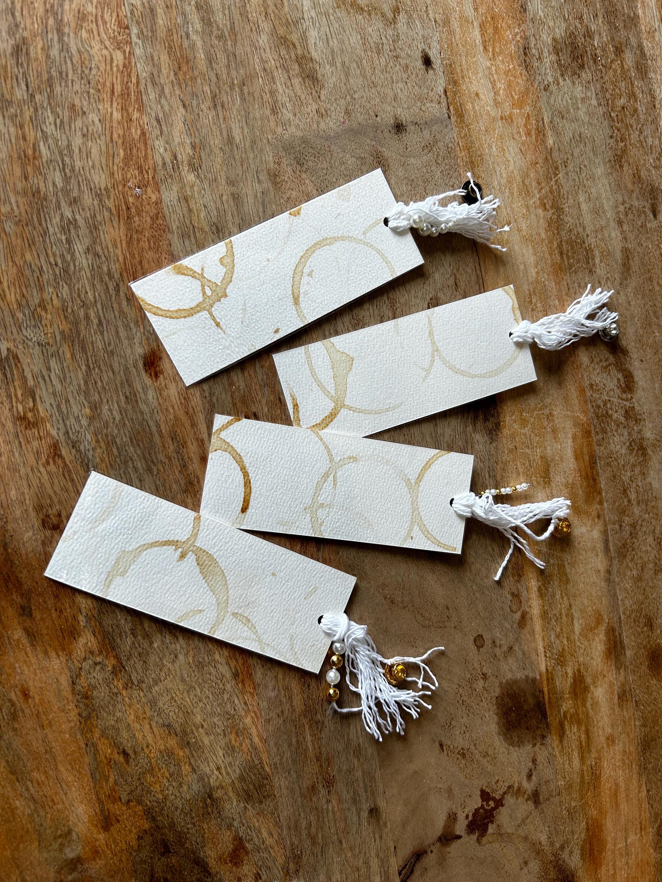 Coffee Stain Bookmarks With Coffee Cup Charm 2”x4” - Etsy