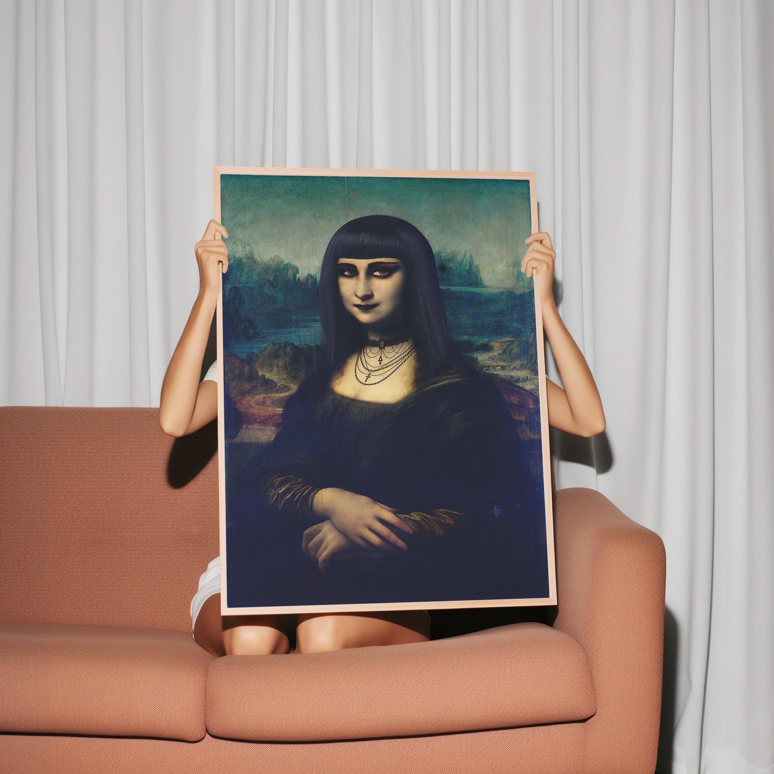 Emona Lisa Art Print Funny Mona Lisa Meme Wall Art Y2k Poster For Dorm Art Indie Wall Hanging