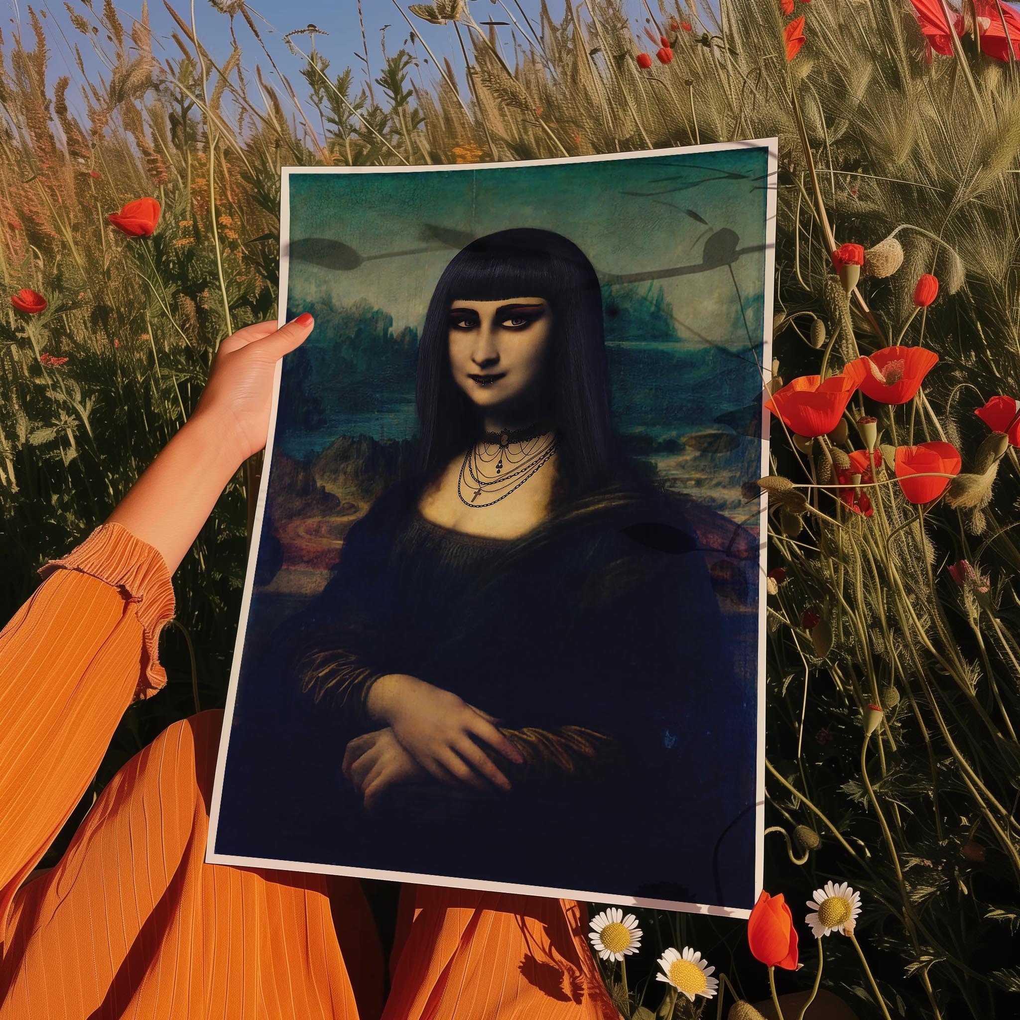 Emona Lisa Art Print Funny Mona Lisa Meme Wall Art Y2k Poster For Dorm Art Indie Wall Hanging