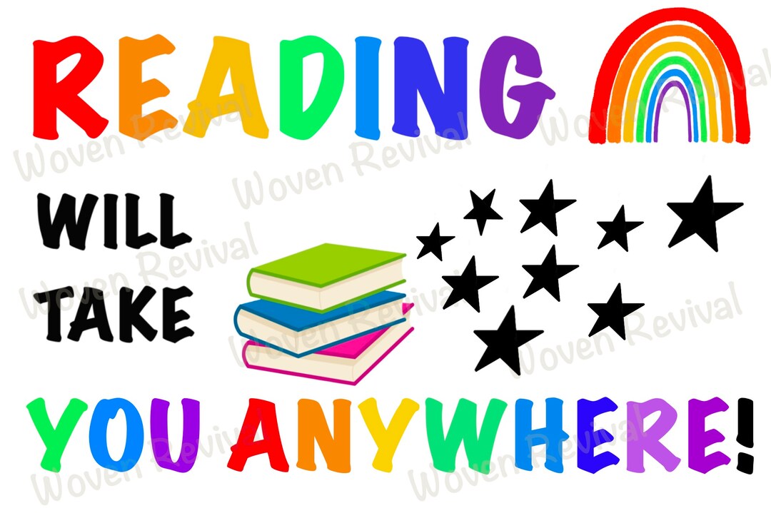 Reading Will Take You Anywhere Rainbow Primary Colors PNG Digital ...