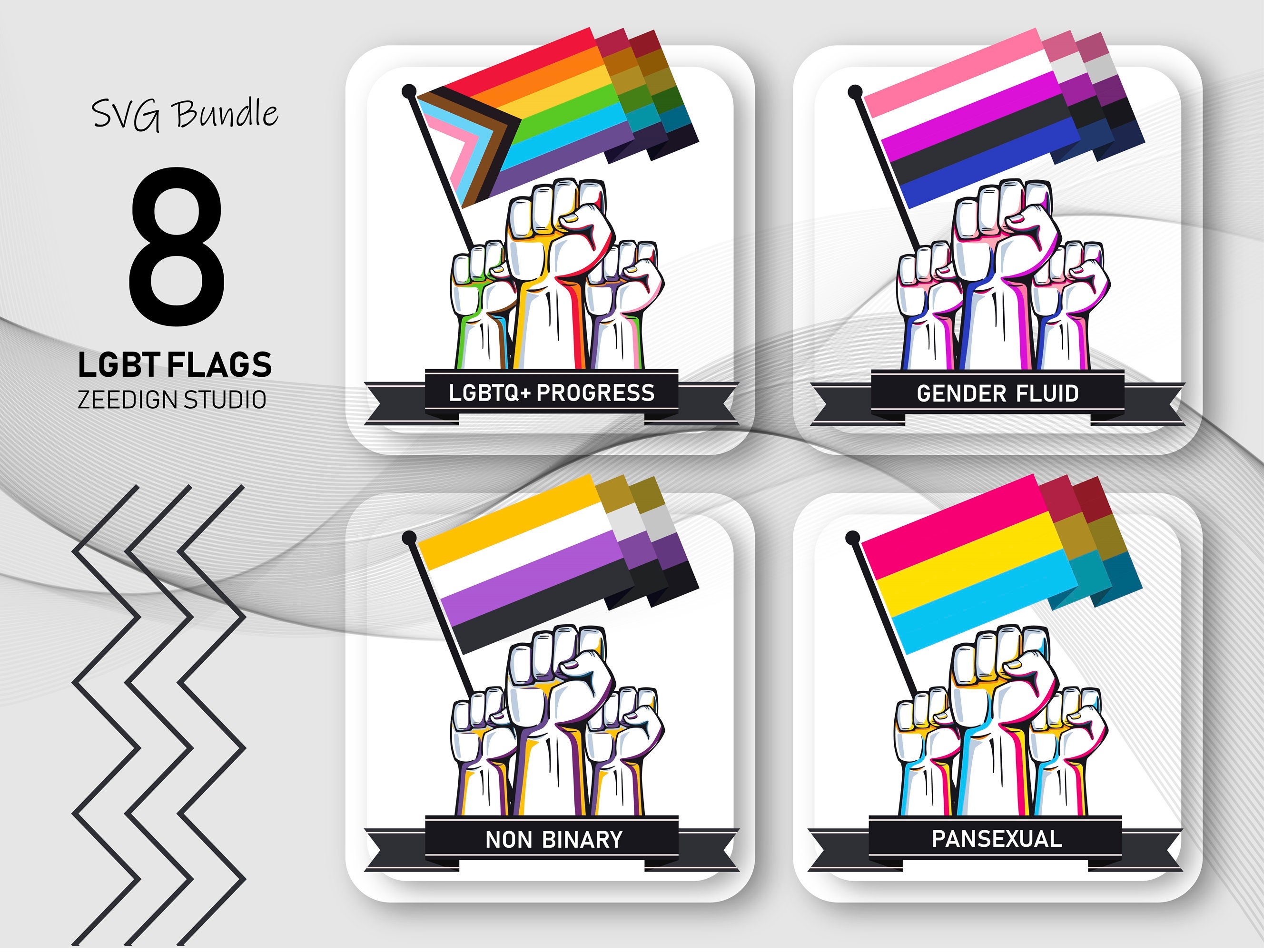 8 LGBT Svg, Dxf, Jpg Gender Flags, Pride Svg Bundle for LGBTQ Flags ...