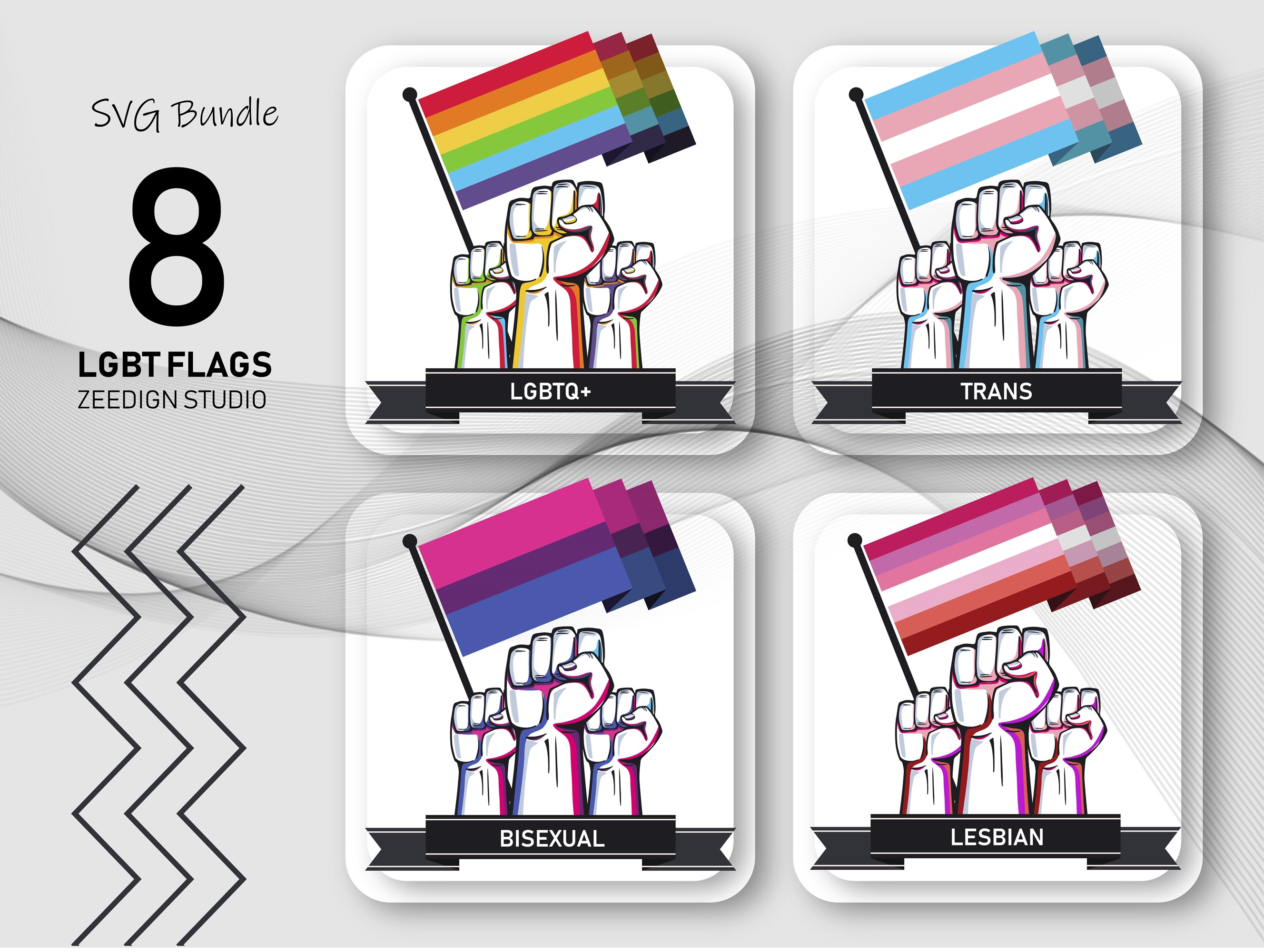 8 LGBT Svg, Dxf, Jpg Gender Flags, Pride Svg Bundle for LGBTQ Flags ...