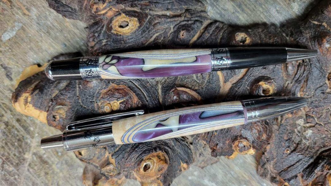 Honu(sea Turtle) Pen Set- Twisted Maple™ and Purplepurple Acrylic in ...