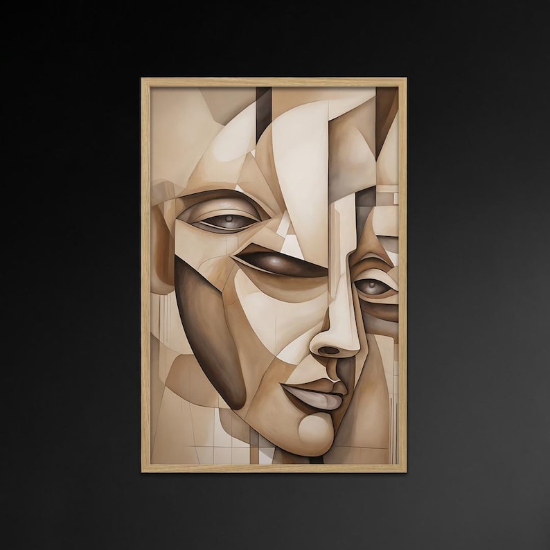 Printable Abstract Cubism Faces | Modern Minimalist Wall Art | Digital ...