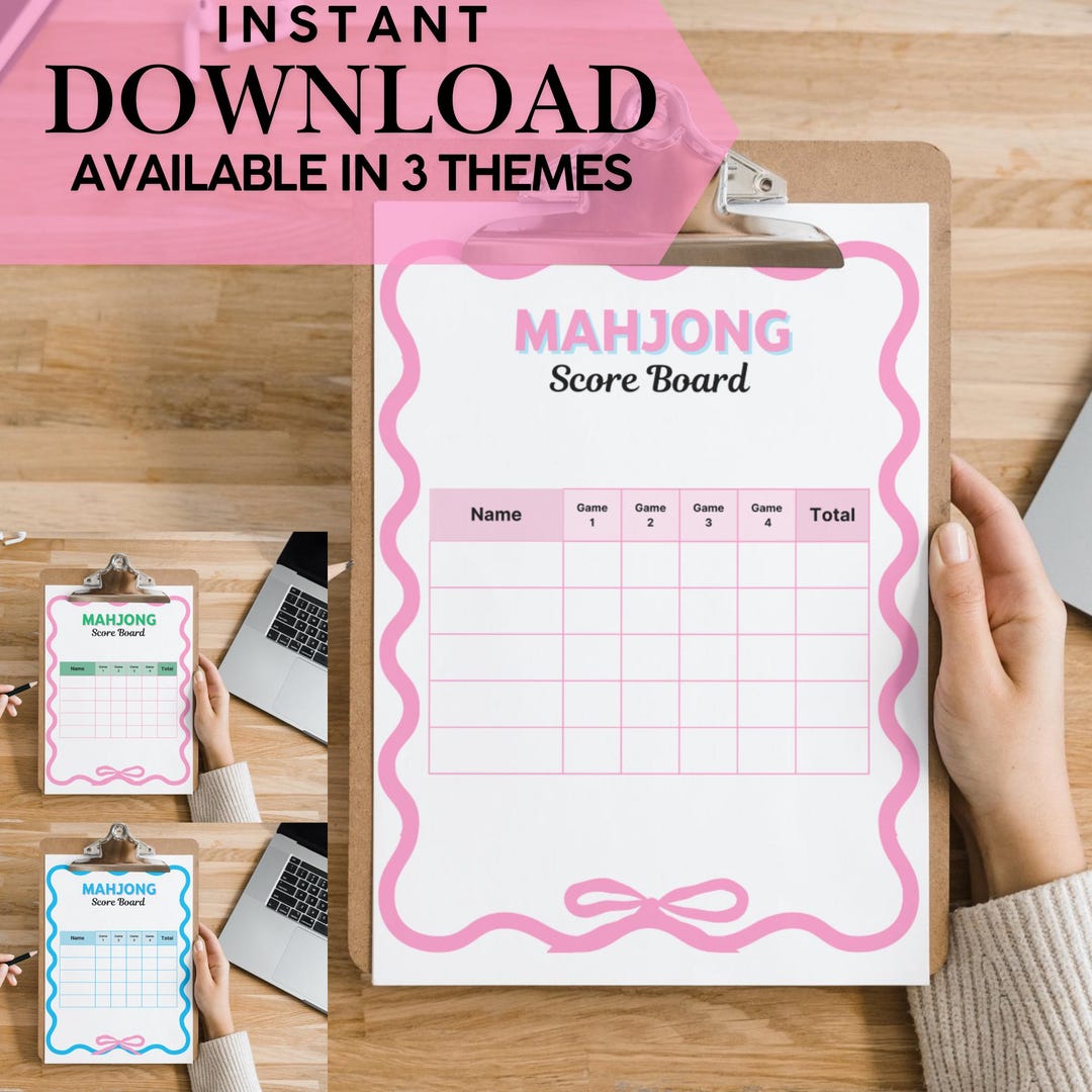 Printable Mahjong Scorecard Mahjong Score Keeper Game Night Party ...