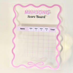 Mahjong Dry Erase Scoreboard Mahjong Score Keeper Game Night Party Pink ...