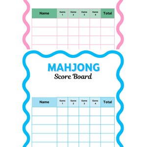 Printable Mahjong Scorecard Mahjong Score Keeper Game Night Party ...