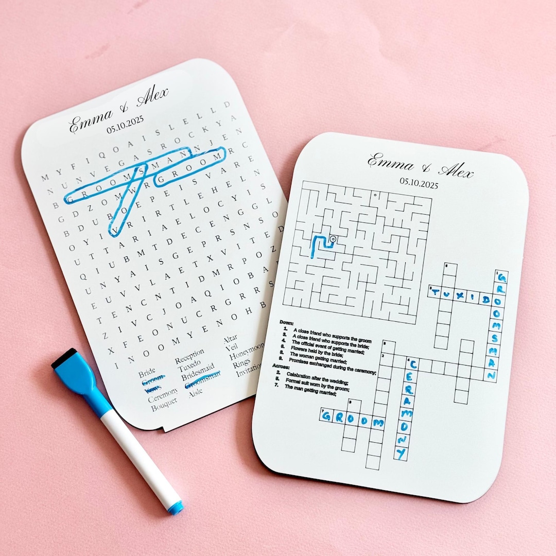 Wedding Guest Table Game Word Search Puzzle Game Guest Entertainment ...