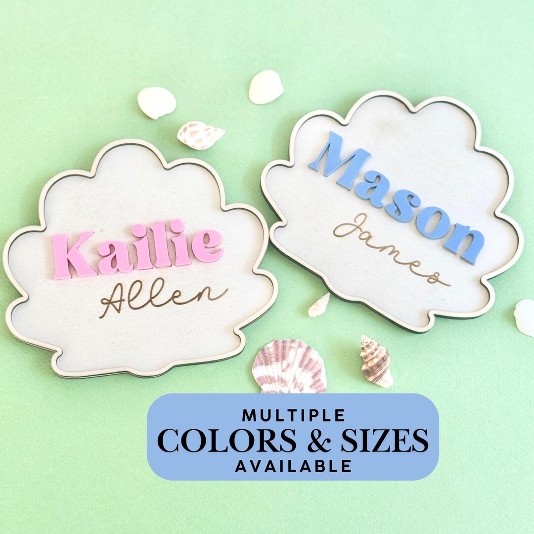 Birth Announcement Sign Sea Shell Theme Baby Name Sign Baby Boy Name ...