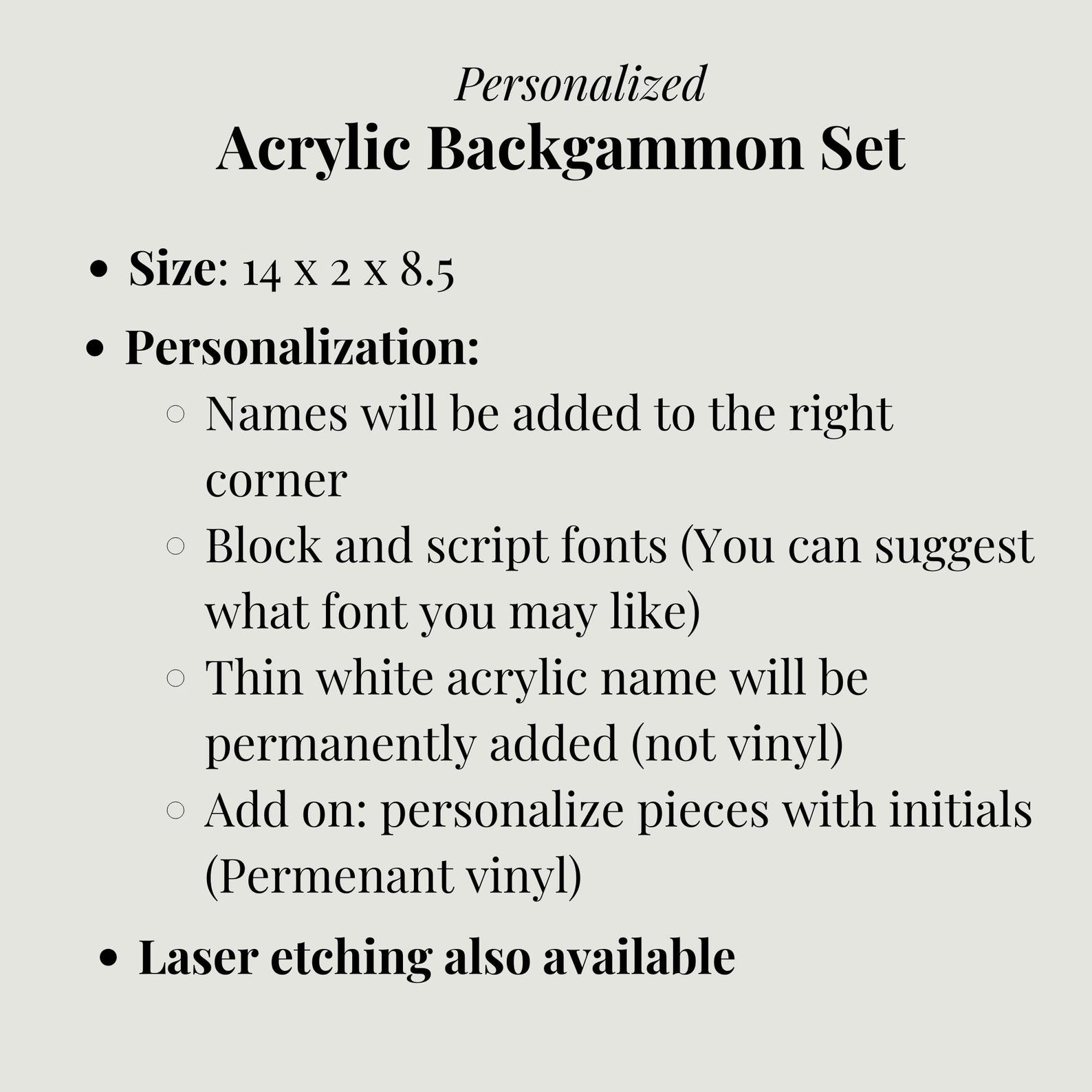 Personalized Backgammon Board Acrylic Family Game Night Gift for ...