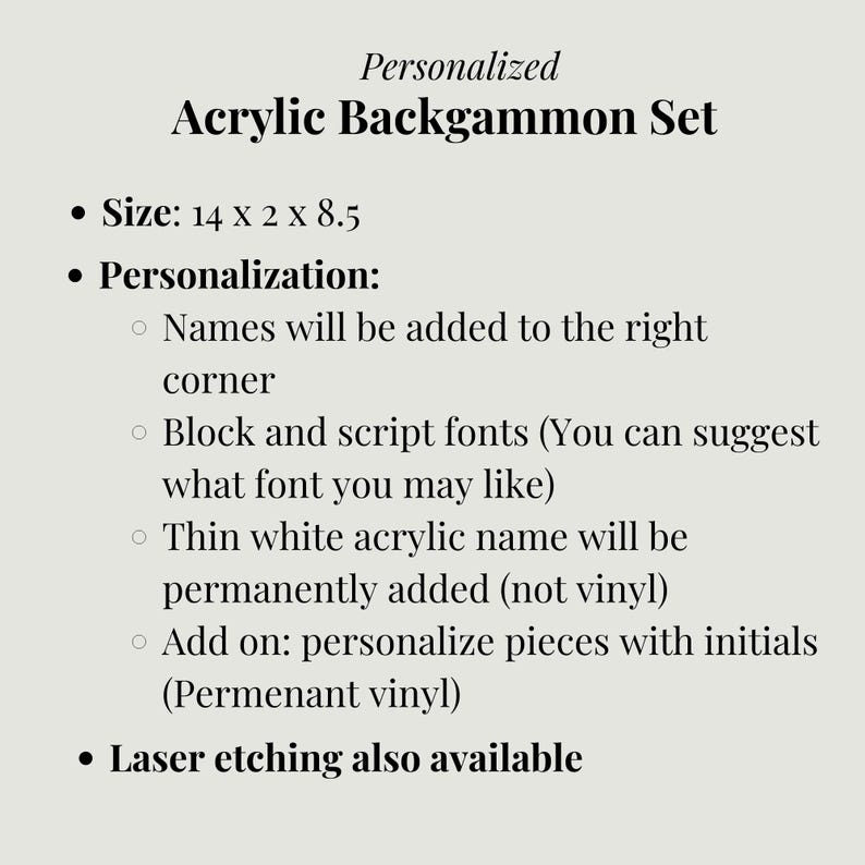 Personalized Backgammon Board Acrylic Family Game Night Gift for ...