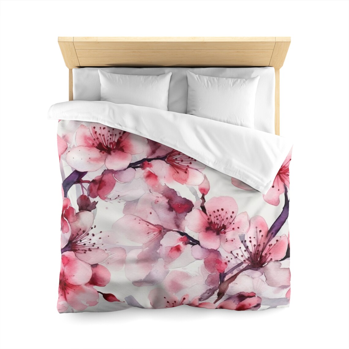 Cherry Blossom Duvet Cover Oriental Interior Bedroom Decor Vivid ...
