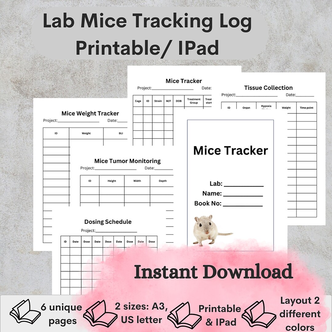 PRINTABLE Lab Mice Health Tracker Instant Download Digital - Etsy